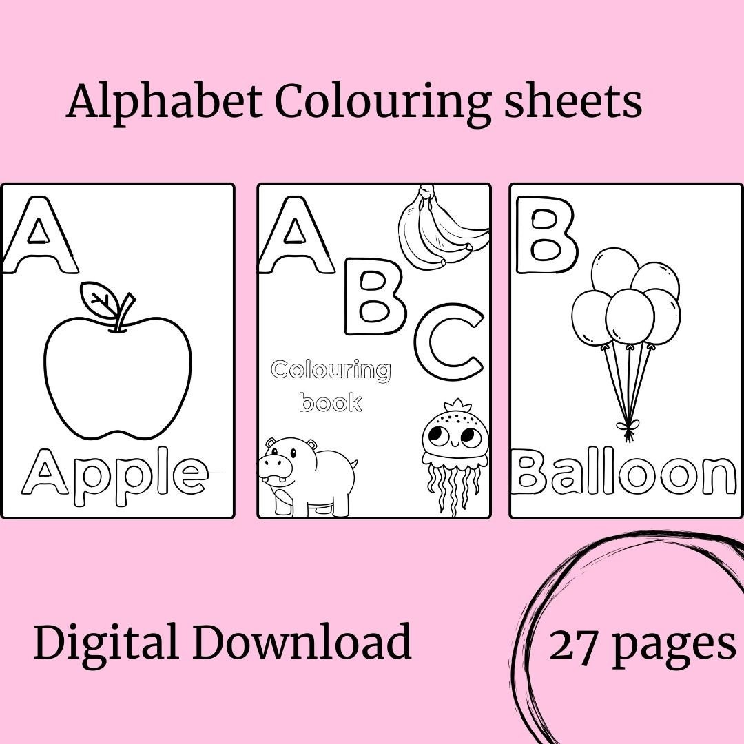 Alphabet Colouring Pages|digital Download|printable Childrens Coloring ...