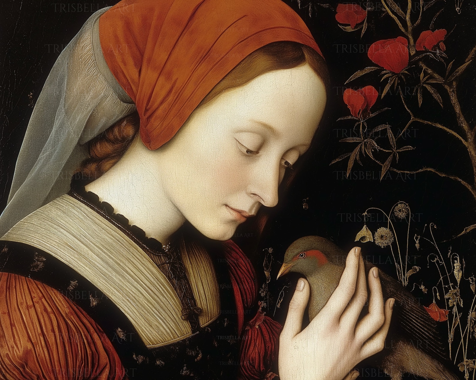 A Lady With a Bird Instant Download PRINTABLE Art Hans Holbein Wall Art ...