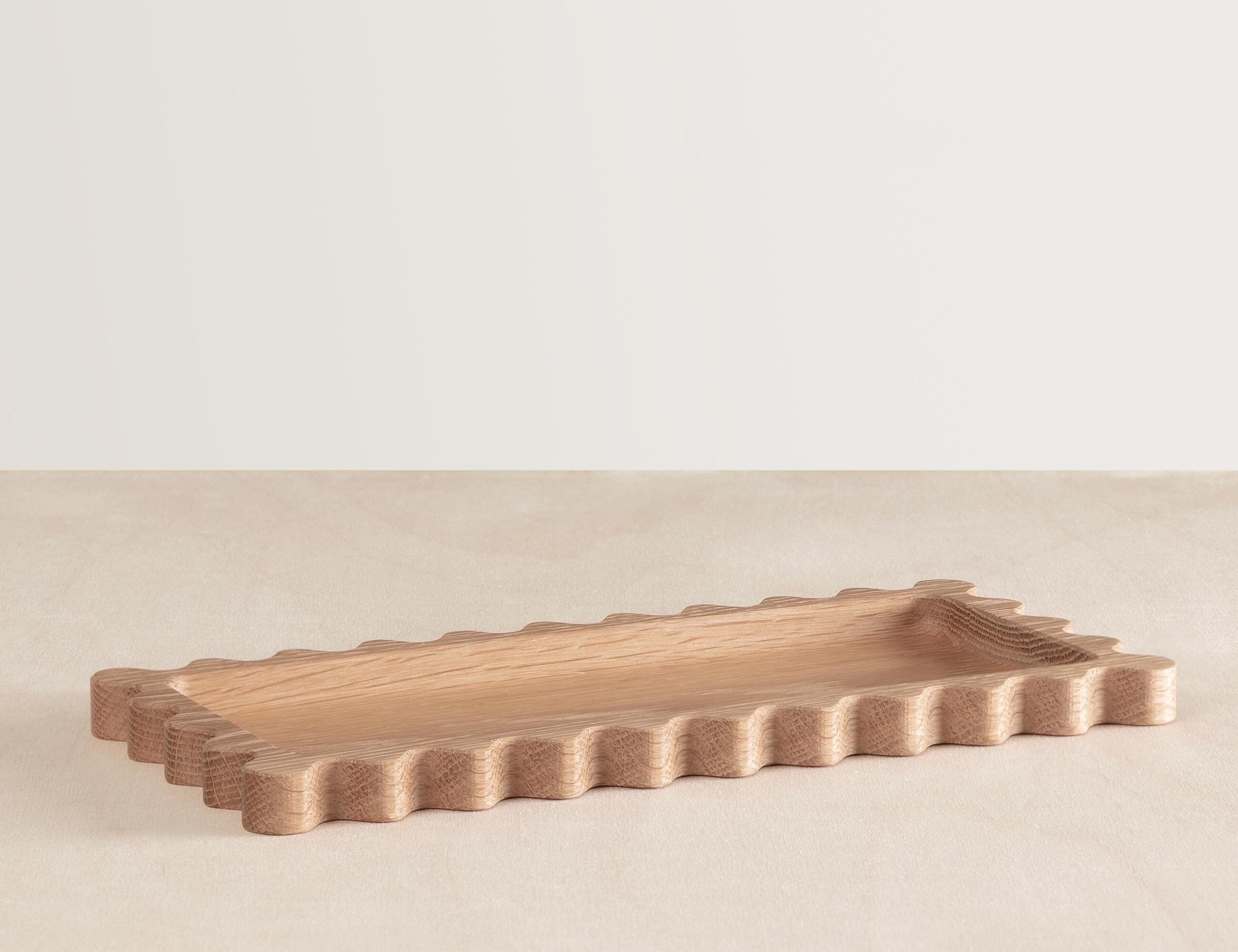 Wooden Scallop Catchall Tray Handmade White Oak Home Organization ...