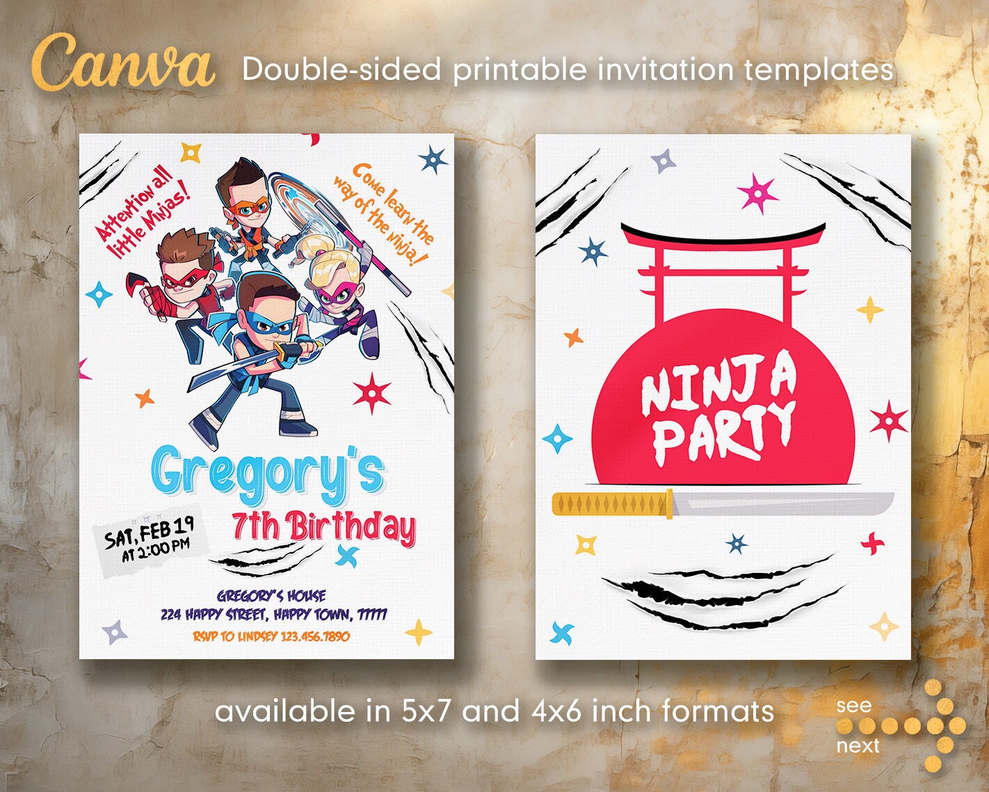 Ninja Kidz Editable Invite, Printable Birthday Invitation, Boy Girl ...