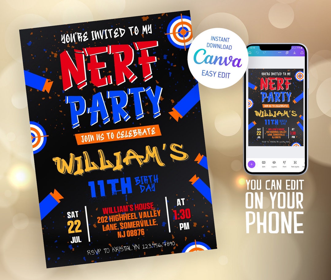 Printable Birthday Invitation, Editable Invitation, Instant Download ...