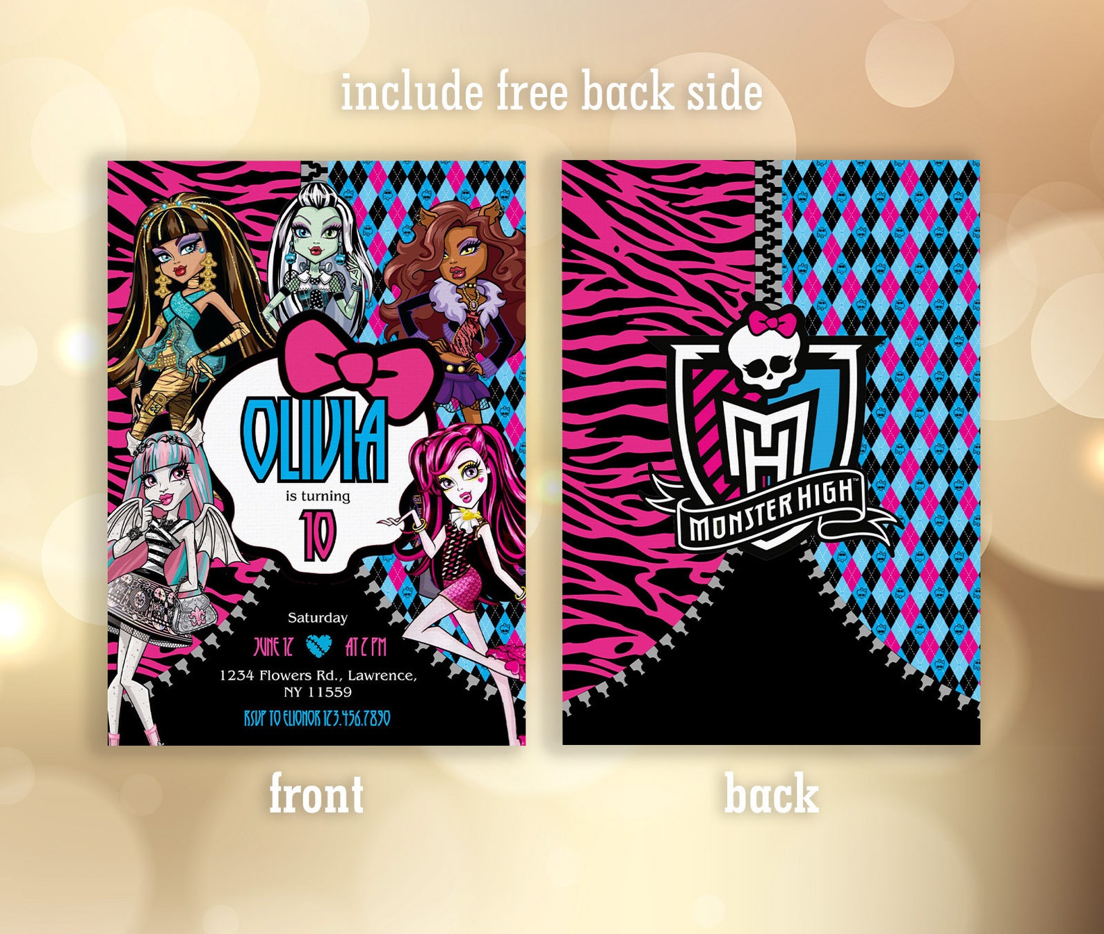 Monster Birthday Party Invitation, Girls Halloween Birthday Party ...