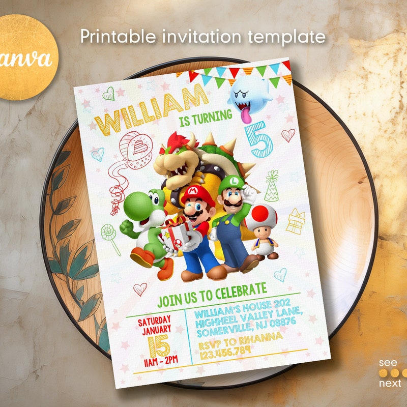 Super Mario Invites - Etsy