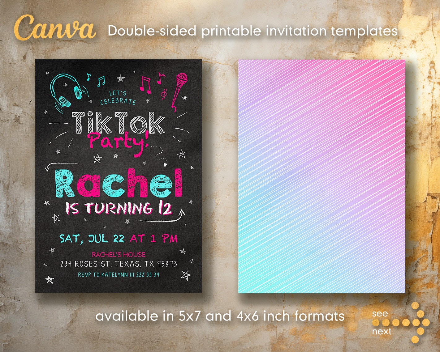 Tiktok Birthday Invitation, Tik Tok Invite, Printable Editable Tiktok ...