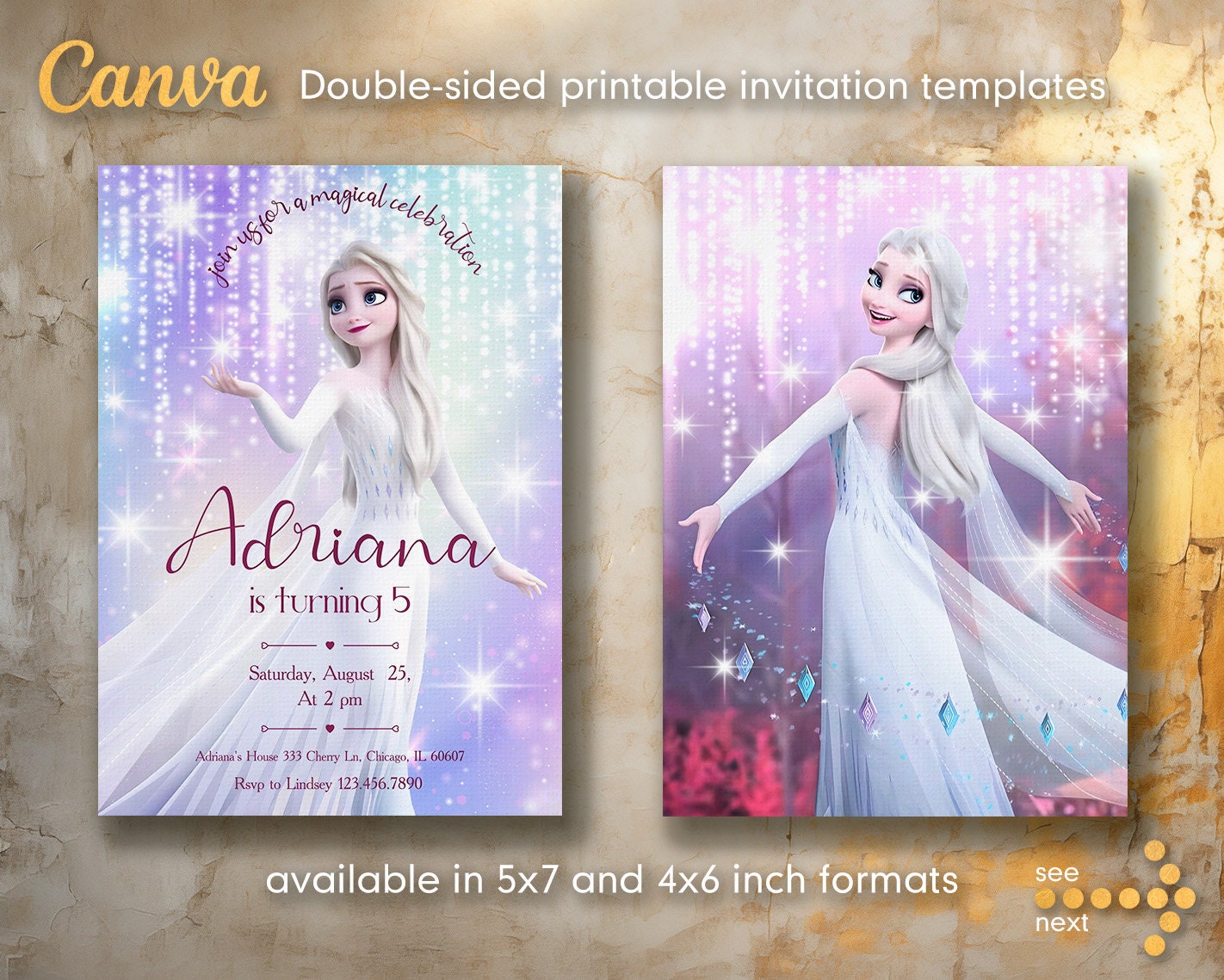 Princess Elsa Invite, Frozen Anna Invite Template, Girl Birthday ...
