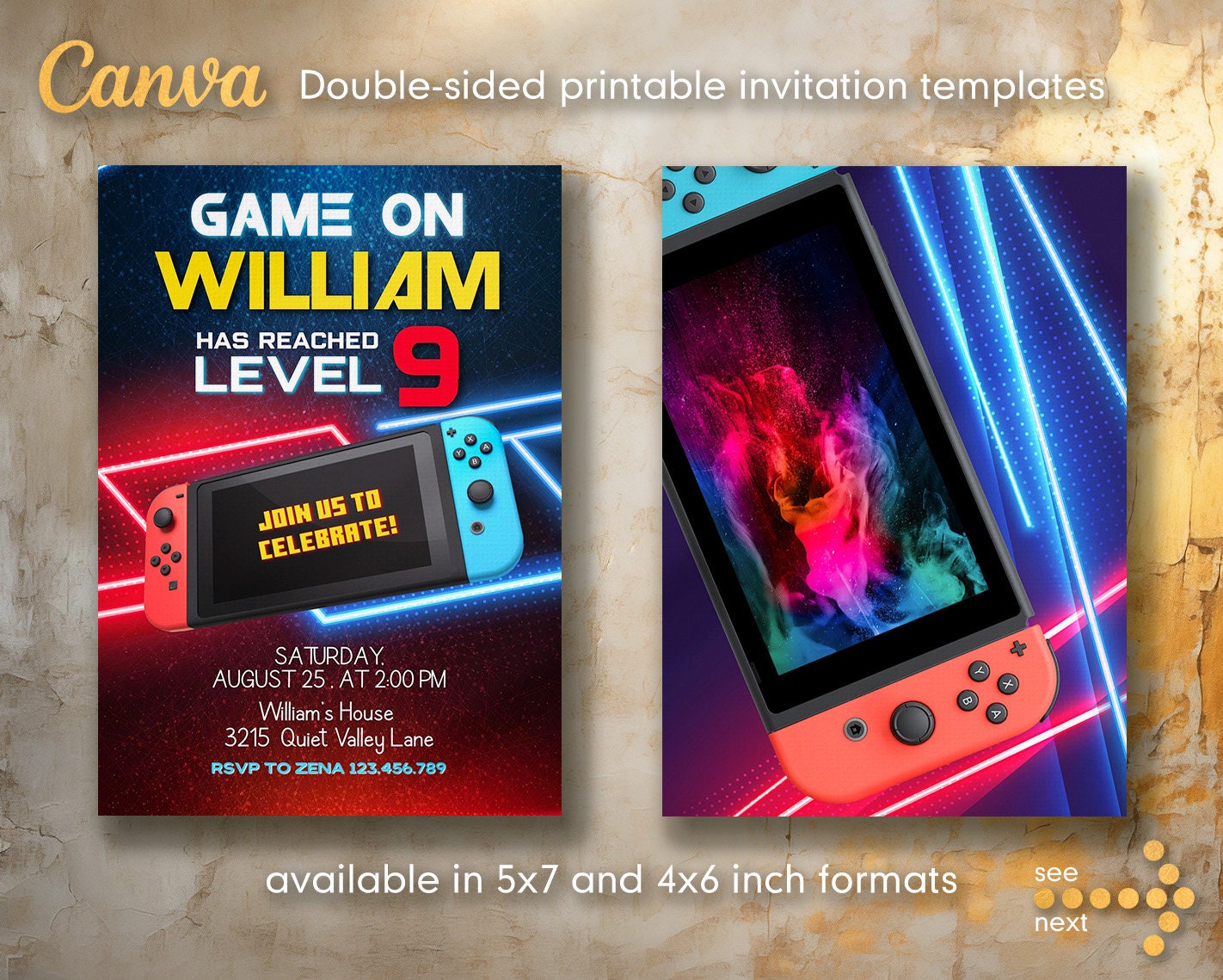 Editable Switch Invite, Printable Gamer Birthday Invitation, Video Game ...