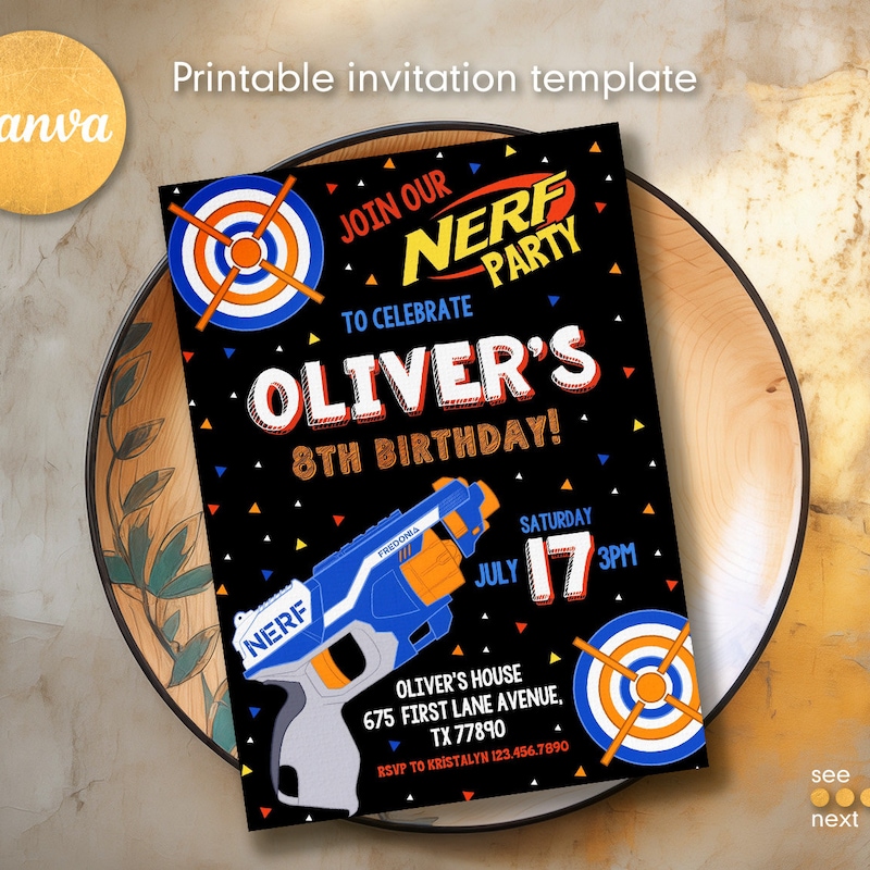 Nerf Birthday Invitations - Etsy