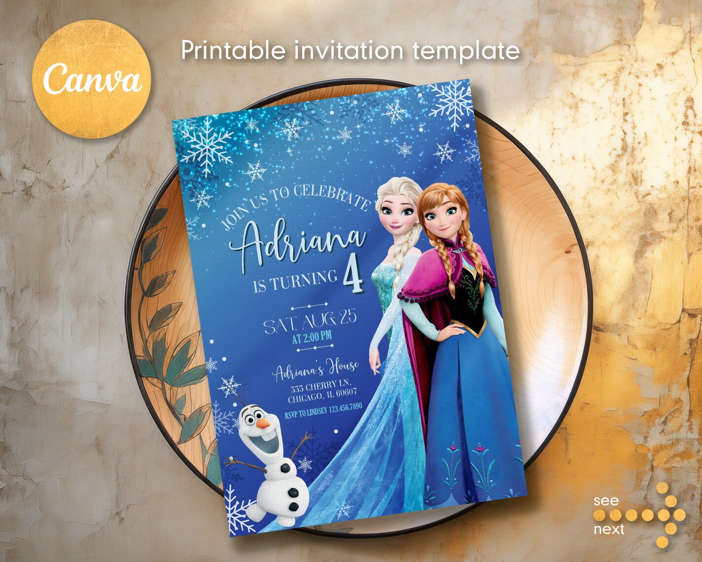 Princess Elsa Invite, Frozen Anna Invite Template, Girl Birthday ...