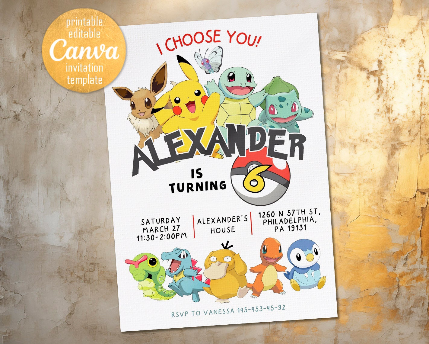 Pokemone Birthday Invite, Editable Invitation, Pokemon Invitation ...