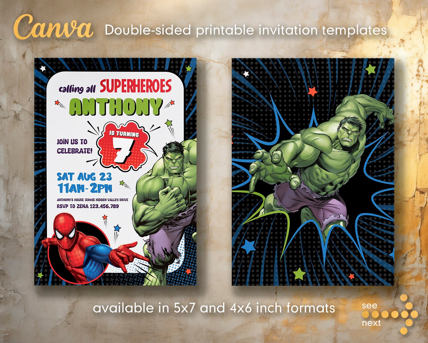 Superhero Invitation, Avengers Birthday Invite Boy, Spiderman ...