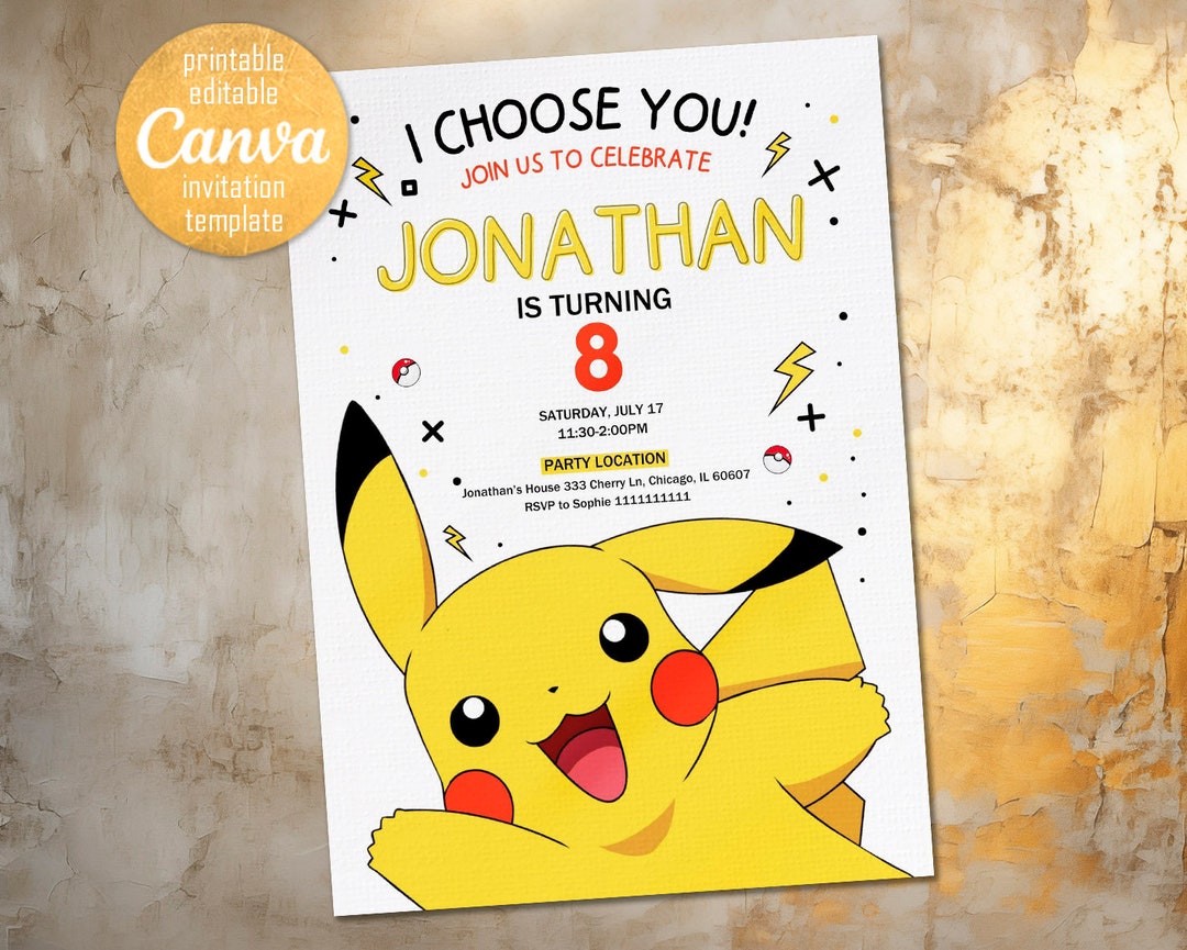 Pokemone Birthday Invite, Editable Invitation, Pokemon Invitation ...