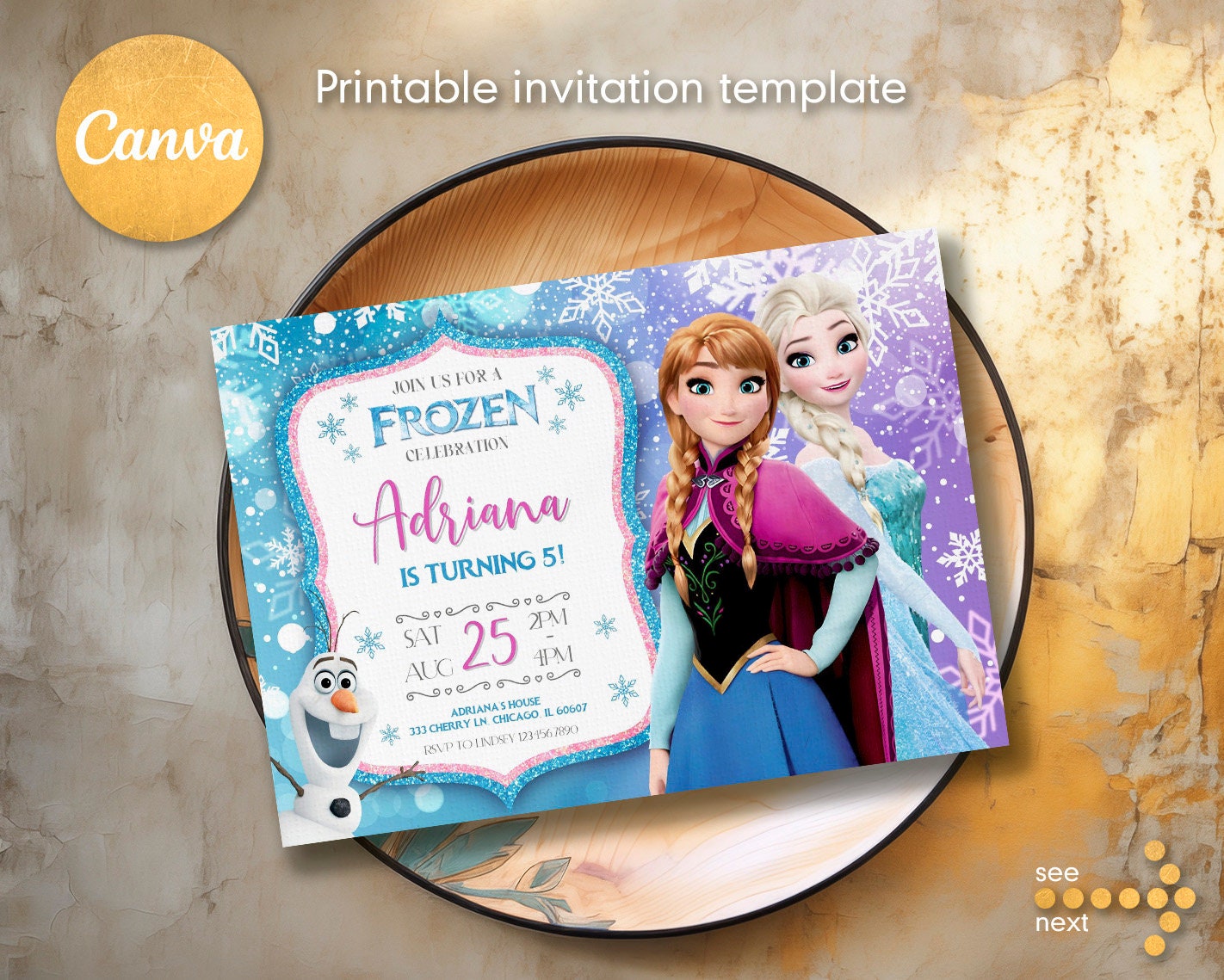 Princess Elsa Invite, Frozen Anna Invite Template, Girl Birthday ...