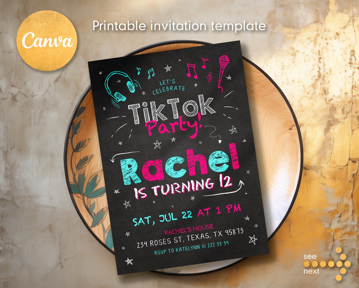 Tiktok Birthday Invitation, Tik Tok Invite, Printable Editable Tiktok ...