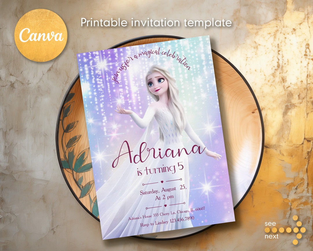 Princess Elsa Invite, Frozen Anna Invite Template, Girl Birthday ...