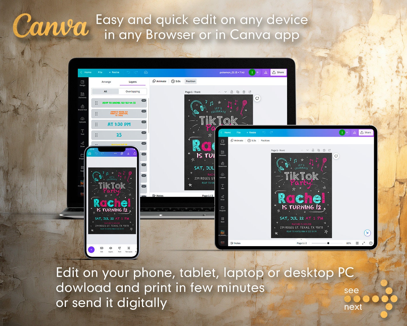 Tiktok Birthday Invitation, Tik Tok Invite, Printable Editable Tiktok ...