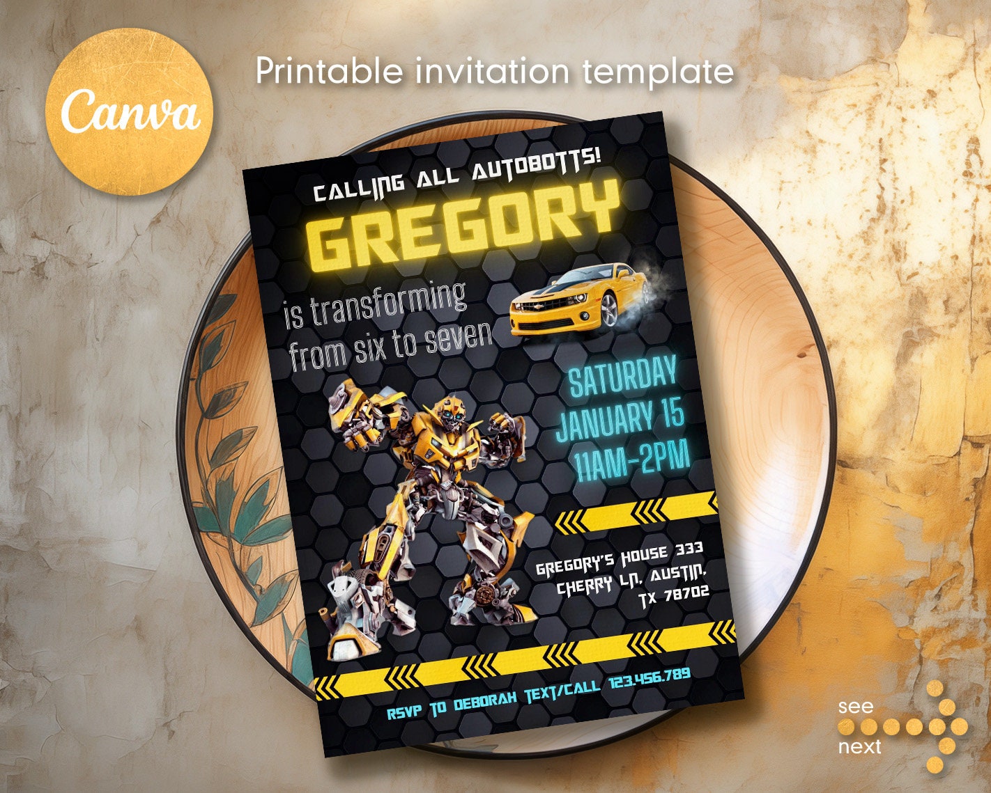 Printable Invite, Transformers Rise of the Beasts Birthday Invitation ...