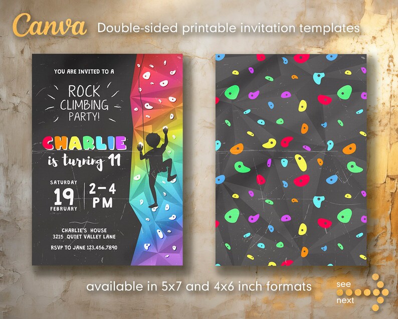 Rock Climbing Birthday Invitation, Rock Climbing Invitation, Rock ...