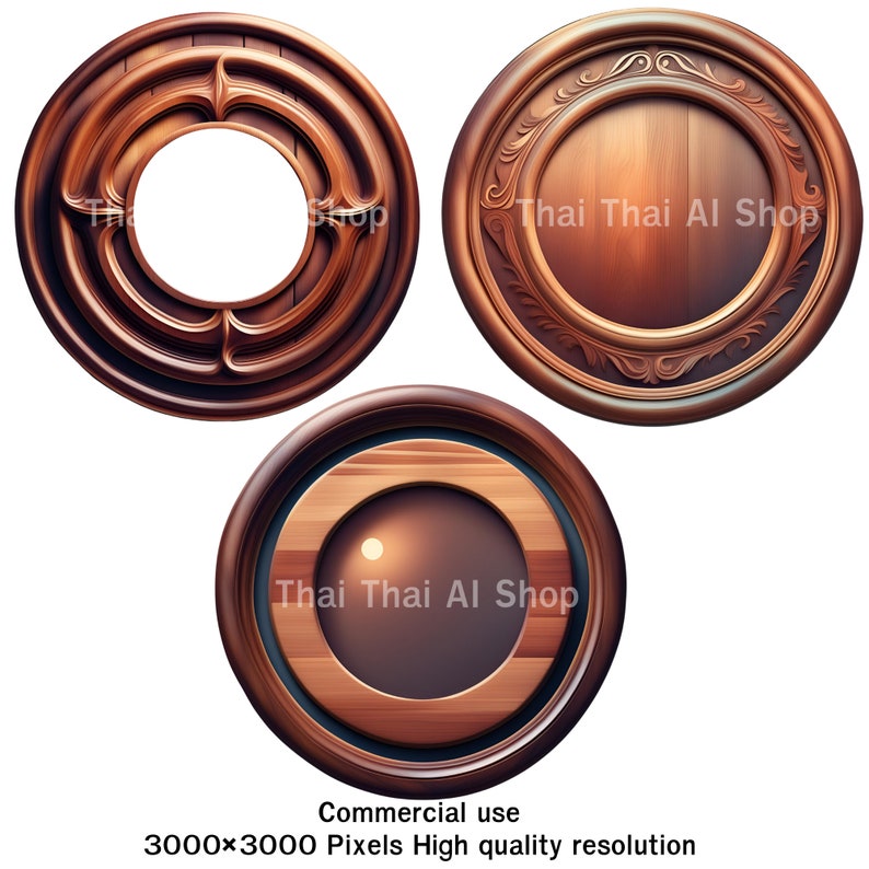 Round Wooden Frame,wooden Circular Frame,wooden Frame Clipart,natural ...