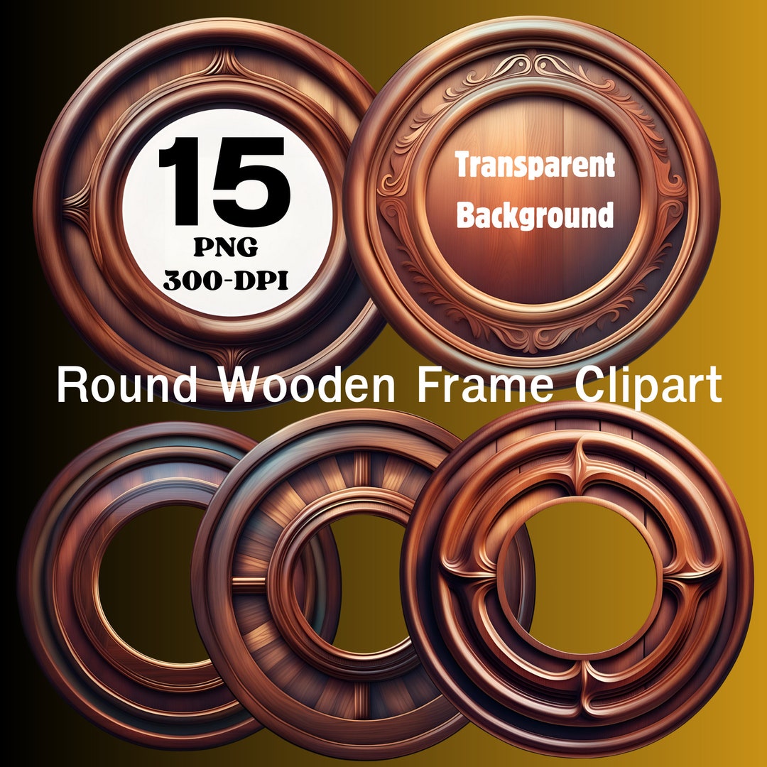 Round Wooden Frame,wooden Circular Frame,wooden Frame Clipart,natural ...