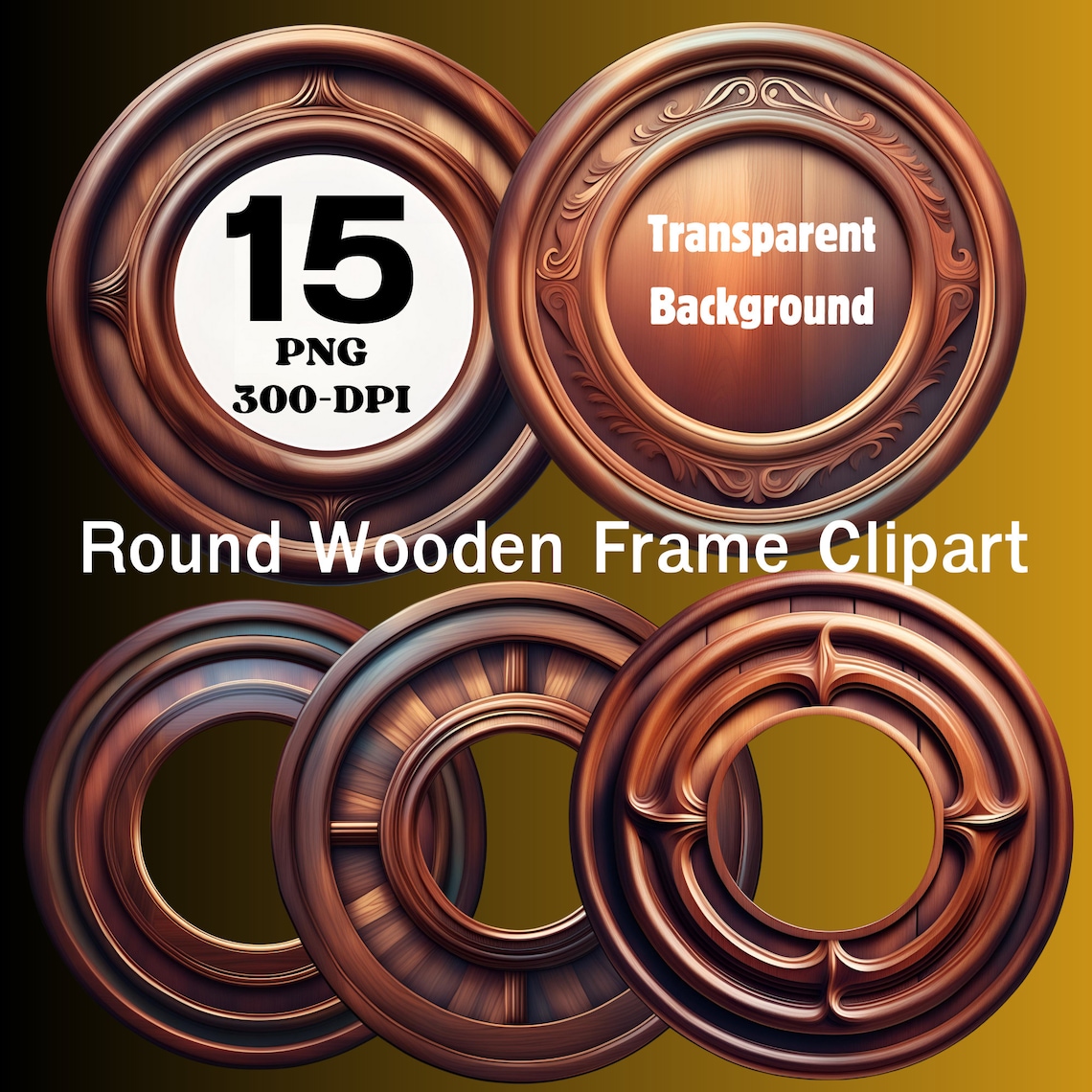 Round Wooden Frame,wooden Circular Frame,wooden Frame Clipart,natural ...