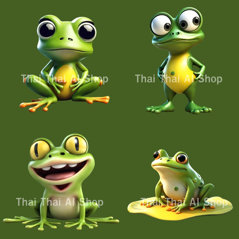 Cute Frog Clipart,frog Transparent PNG, Commercial Use, Instant ...