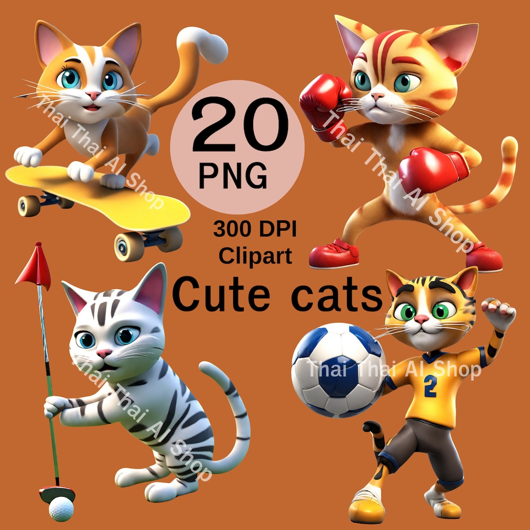 Cute Cats ,cat Sports Clipart, Cartoon Cute Cat Cliparts,cat Cliparts ...