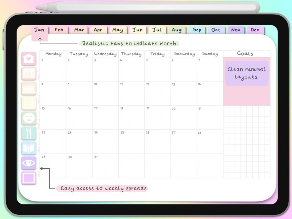 Digital Planner, Goodnotes Planner, Pastel Digital Planner, iPad ...