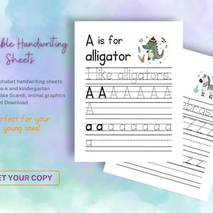Printable Alphabet Handwriting Worksheets for Beginners - Etsy