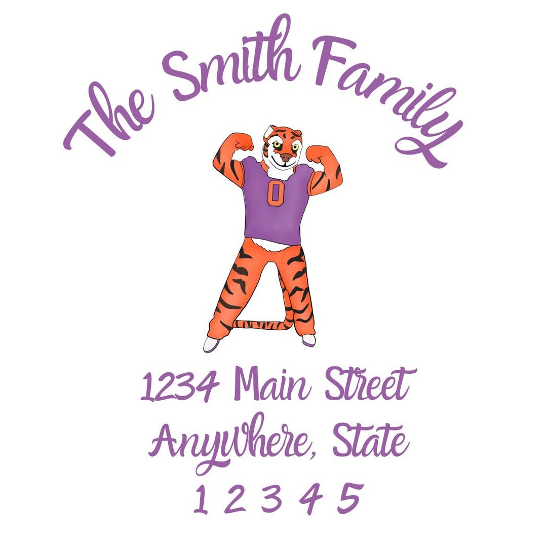 Clemson Tiger Mascot Return Address Labels - 48 Ct - Etsy