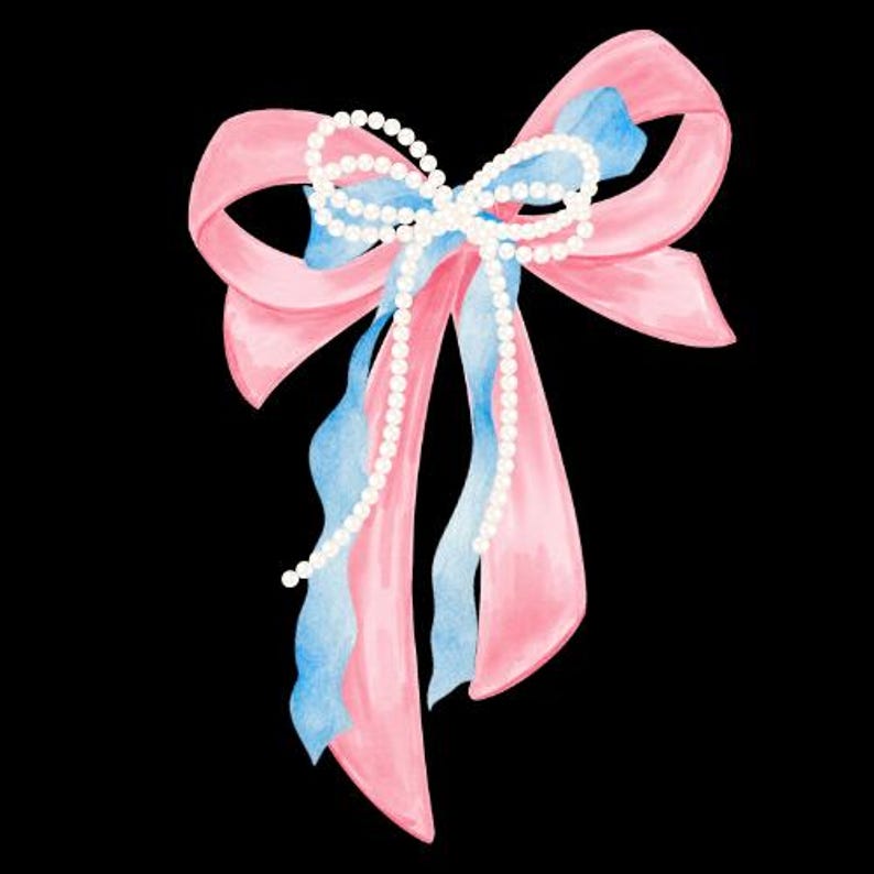 Pink/blue/pearl Layered Bow - Digital File - Etsy