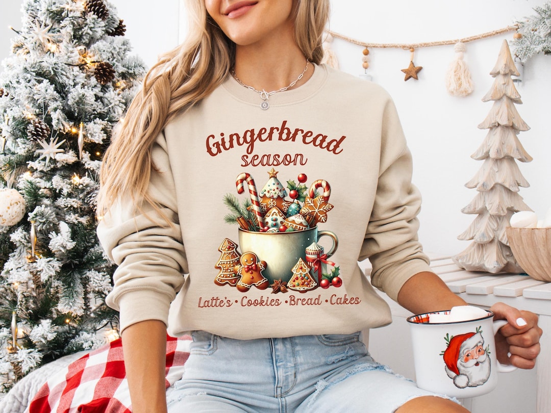 Gingerbread Season Sweatshirt, Christmas Crew Neck, Gingerbread Latte ...