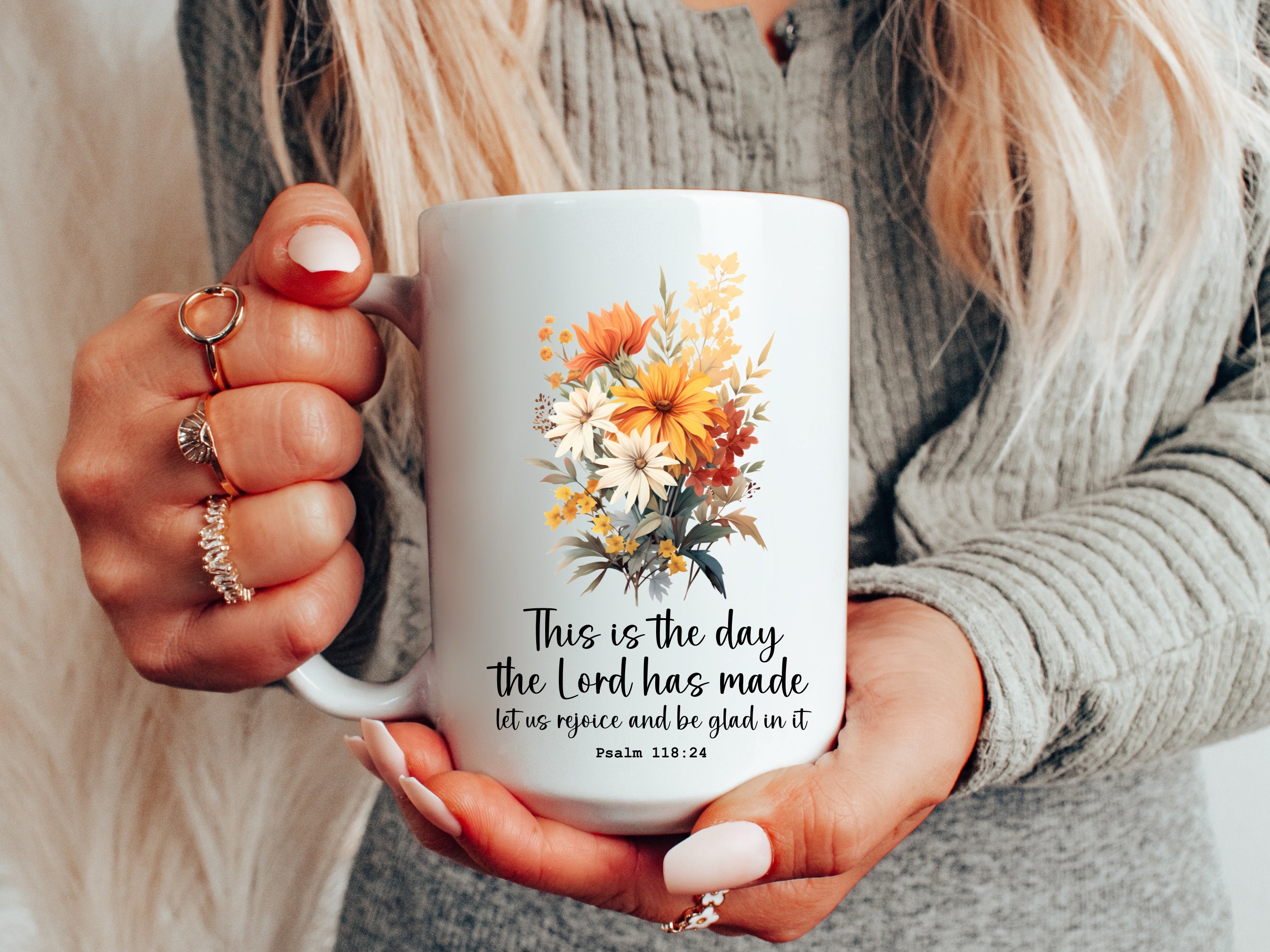 Floral Bible Verse Coffee Mug, This is the Day the Lord Has Made ...