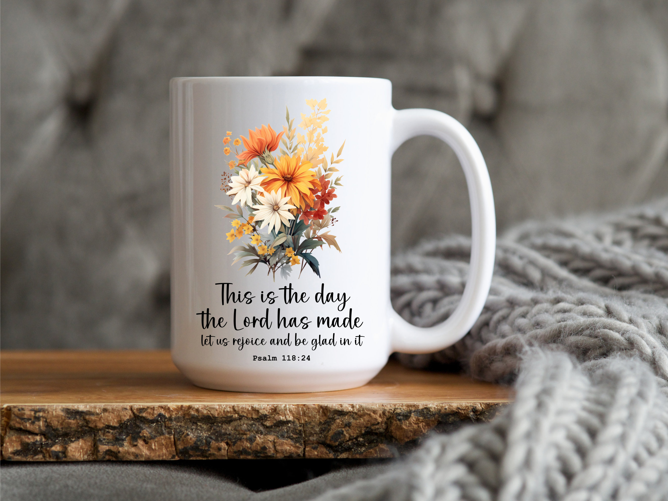 Floral Bible Verse Coffee Mug, This is the Day the Lord Has Made ...
