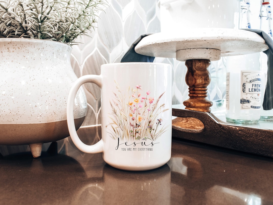 Floral Bible Verse Coffee Mug, Jesus You Are My Everything Christian ...