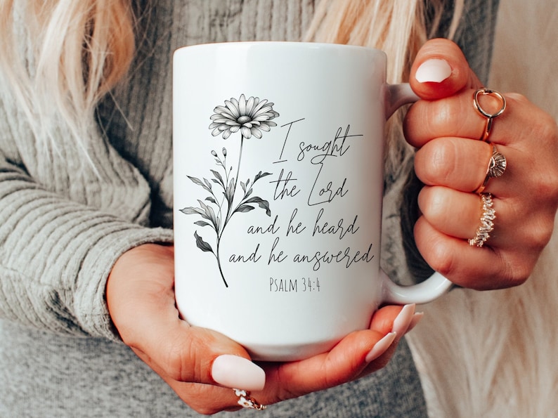 Christian Coffee Mug, Scripture Bible Verse, Floral Design - Etsy