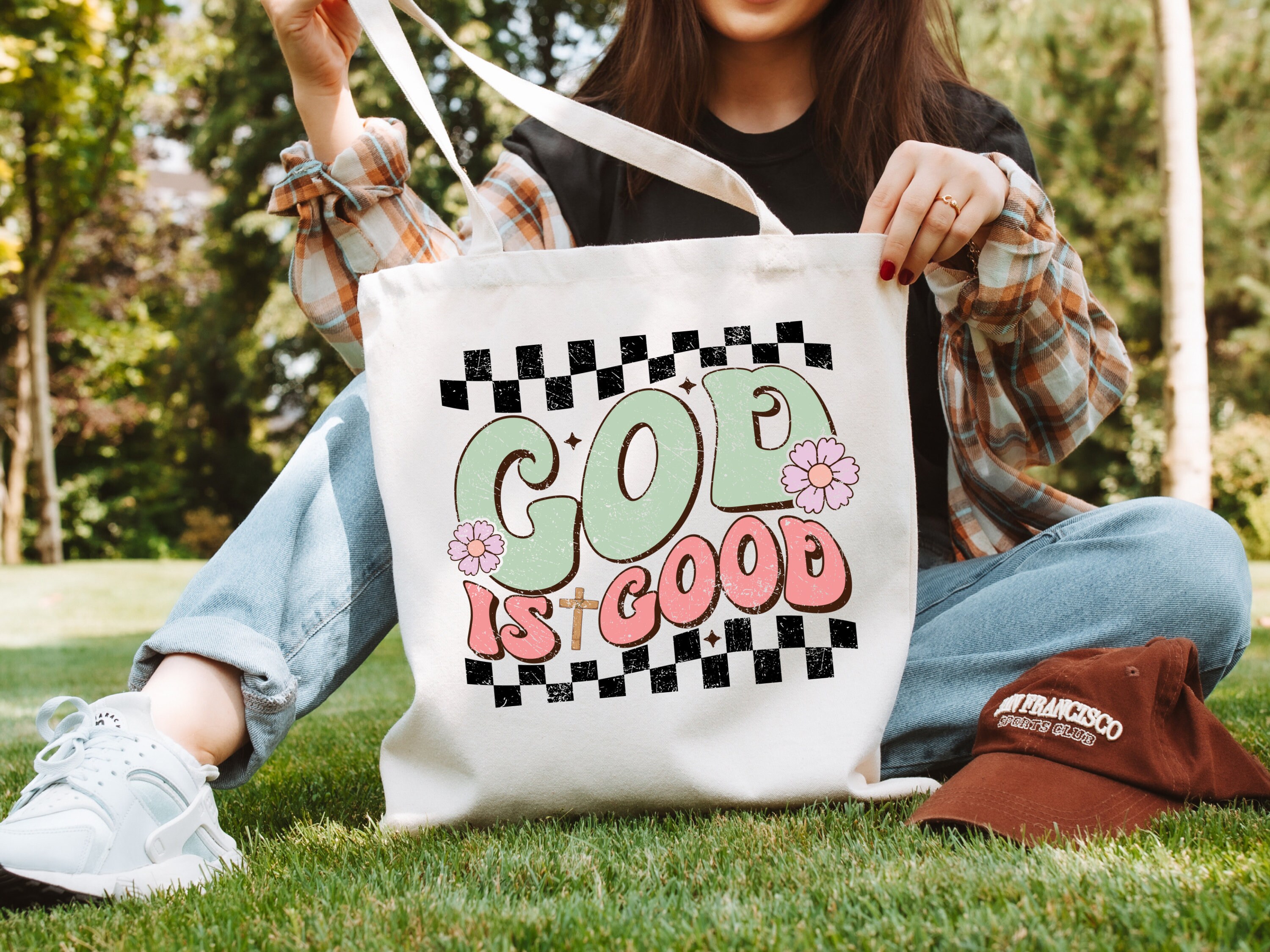 Retro Faith Christian Tote Bag, God is Good Christian Faith Gift, Retro ...