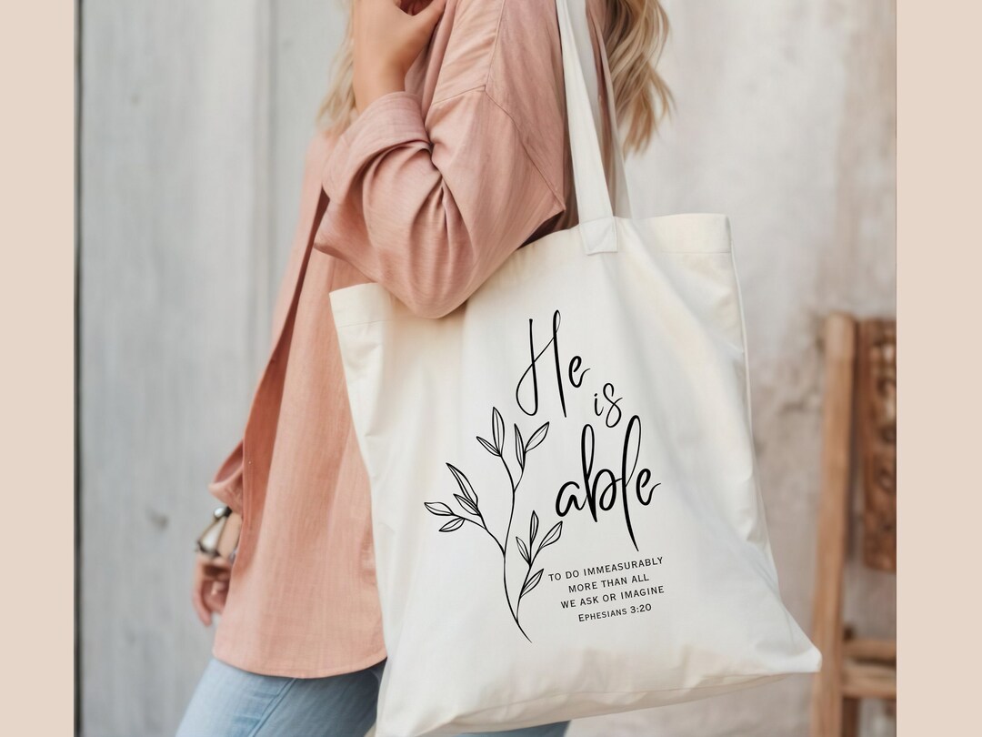 Boho Bible Verse Christian Tote Bag, He is Able Christian Tote Bag ...