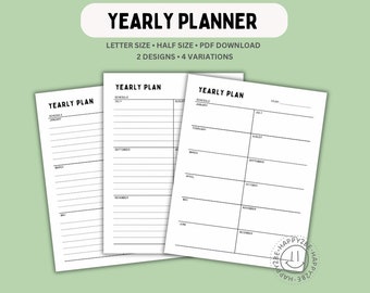 Printable Undated Yearly Planner - Etsy