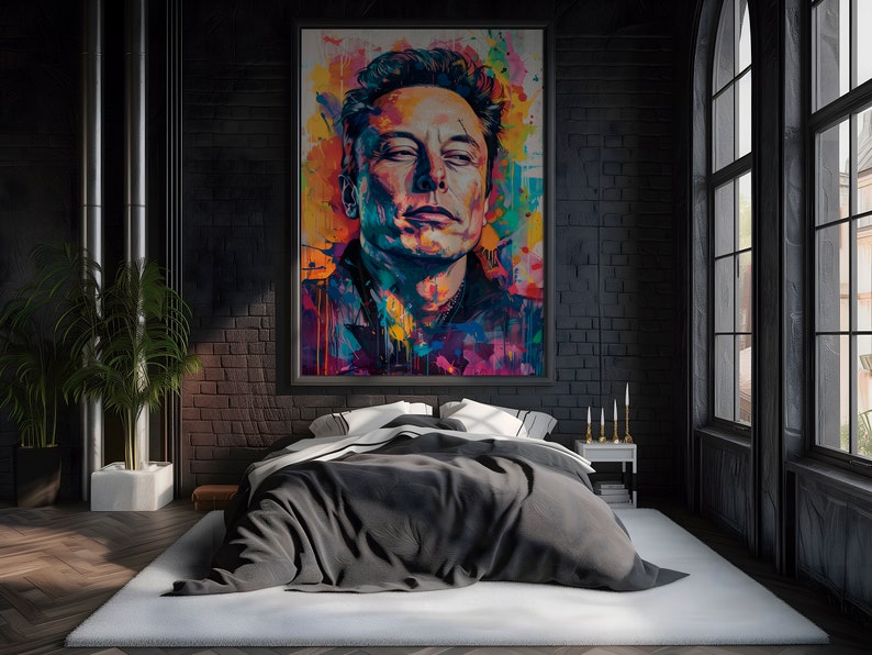 Elon Musk Poster Elon Musk Colorful Portrait Wall Art Print Colorful ...