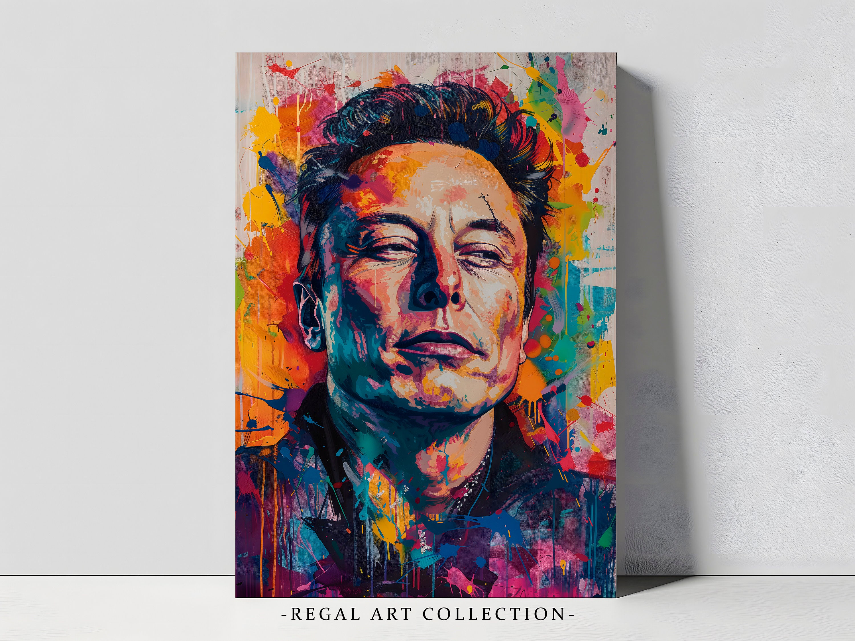Elon Musk Poster Elon Musk Colorful Portrait Wall Art Print Colorful ...