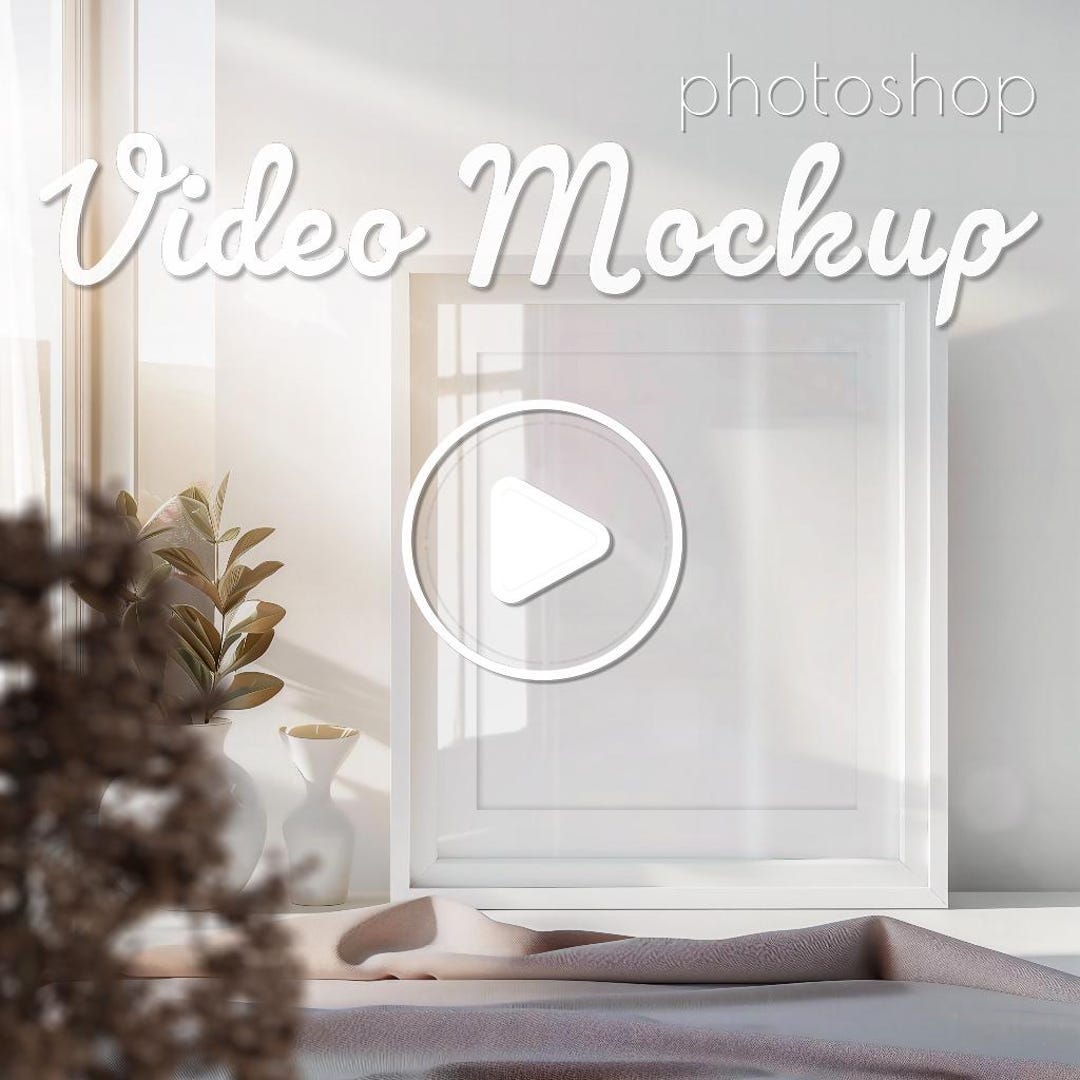 4x5 Video Frame Mockup, Thin White Wooden Frame, PSD Smart Object ...