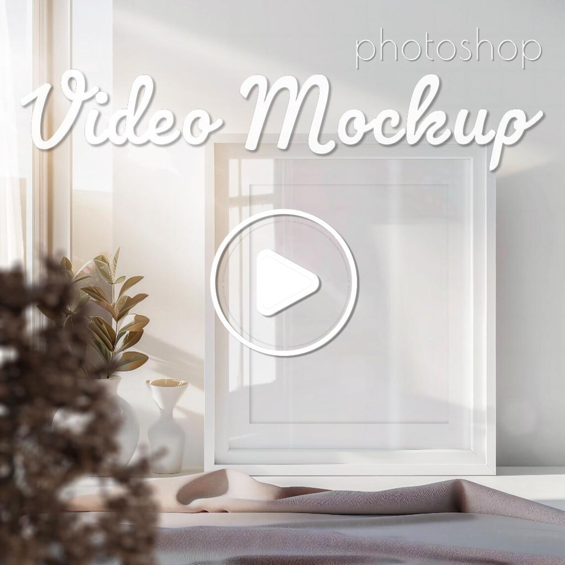 4x5 Video Frame Mockup, Thin White Wooden Frame, PSD Smart Object ...
