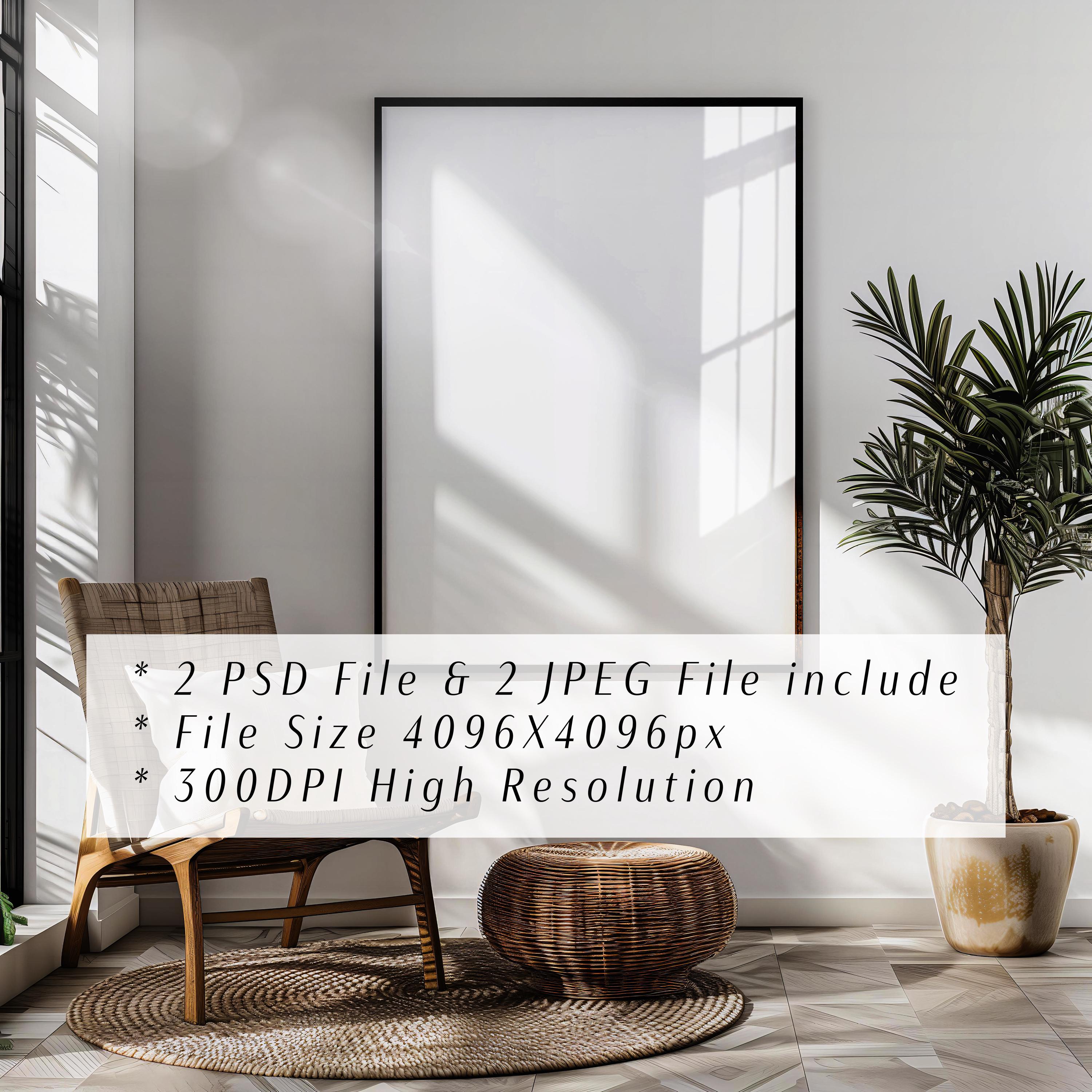 3x4 Vertical Thin Black Frame Mockup for Photoshop, Editable Smart ...