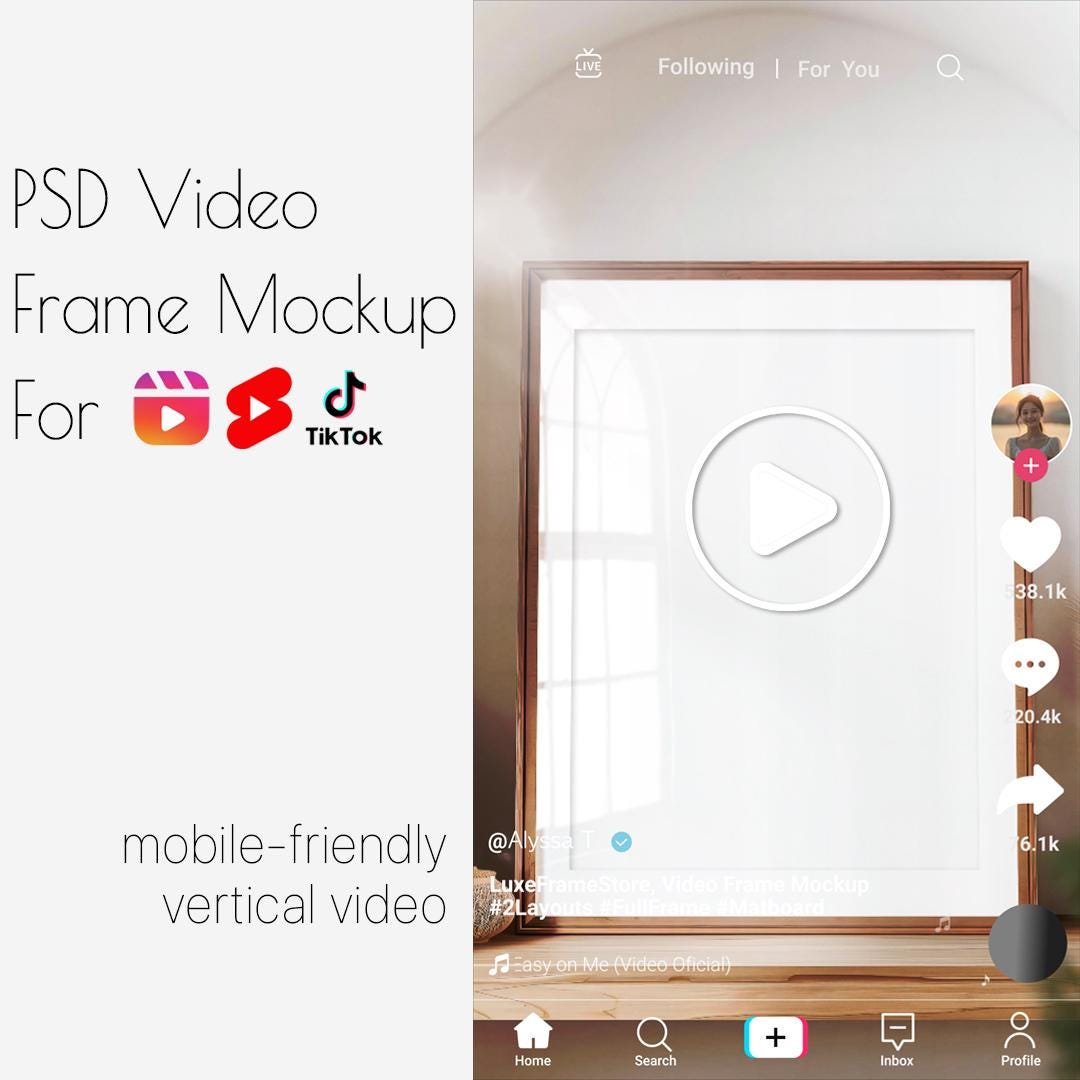 Video Frame Mockup for Tiktok, Shorts, Reels, 3x4 Frame PSD Editable ...