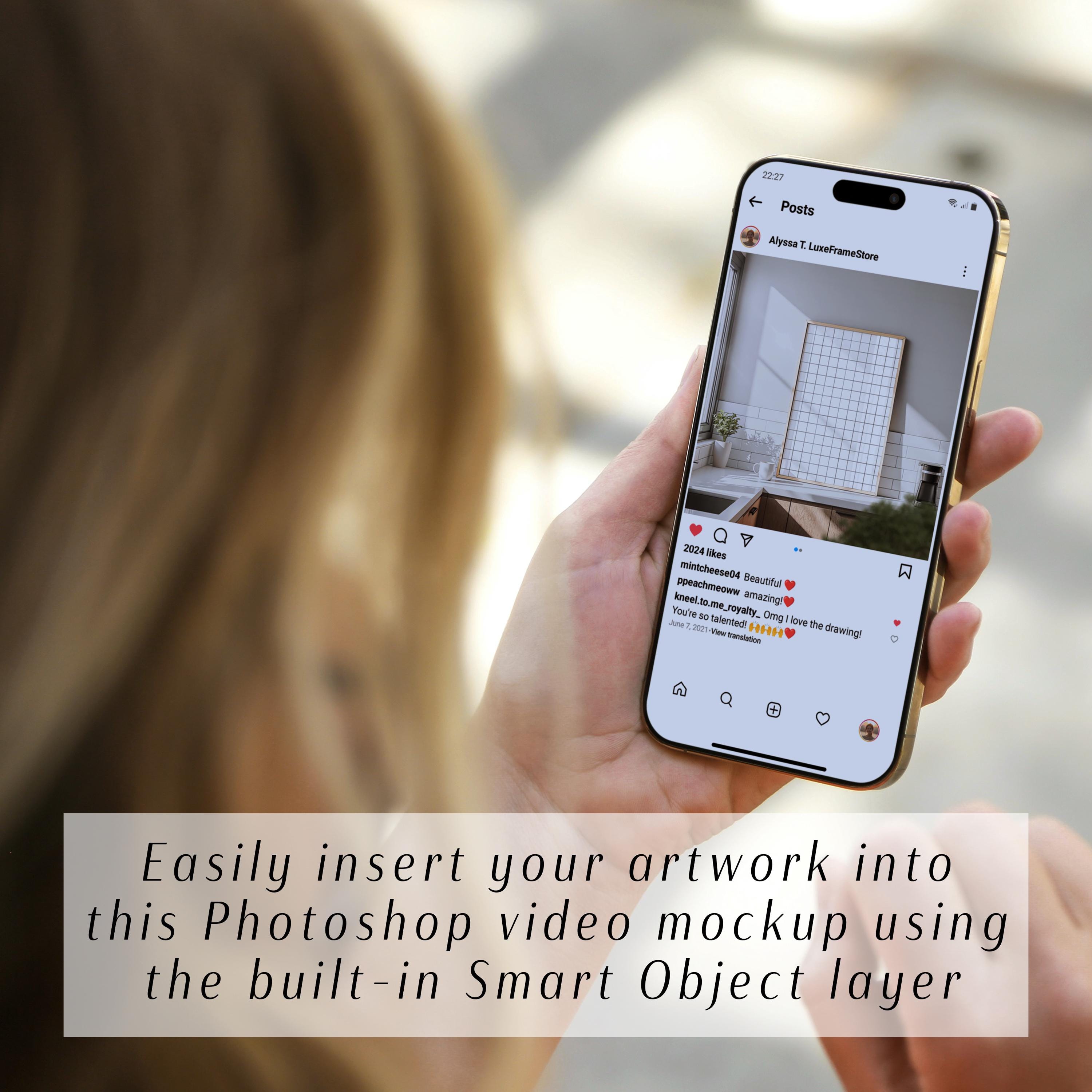 Video Frame Mockup 2x3, Animated Poster Mockup, Wall Art Display Video ...
