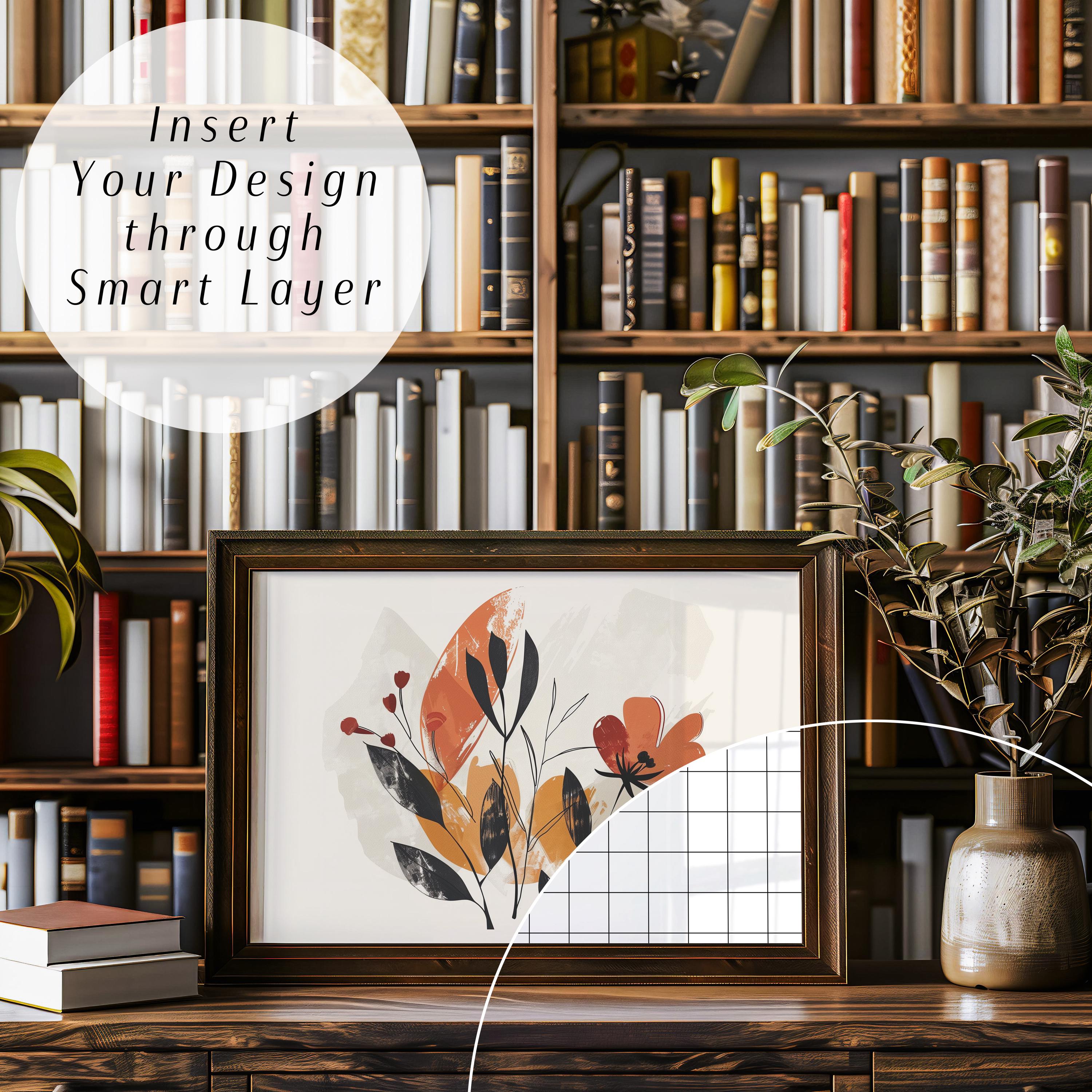 3x2 Landscape Frame Mockup, Dark Brown Wooden Frame, High Resolution ...