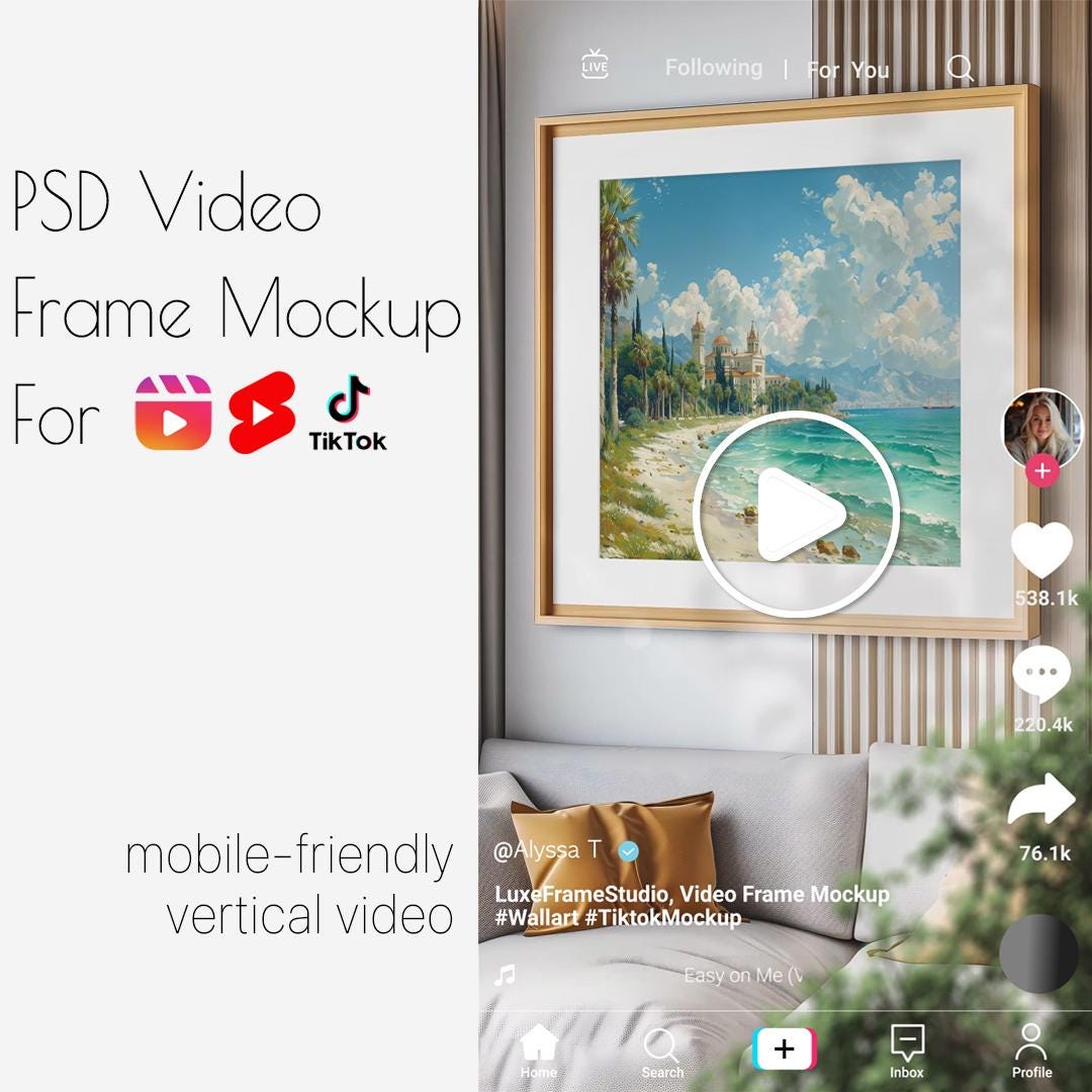 5x4 Horizontal Video Frame Mockup for Tiktok, Instagram Reels, Youtube ...