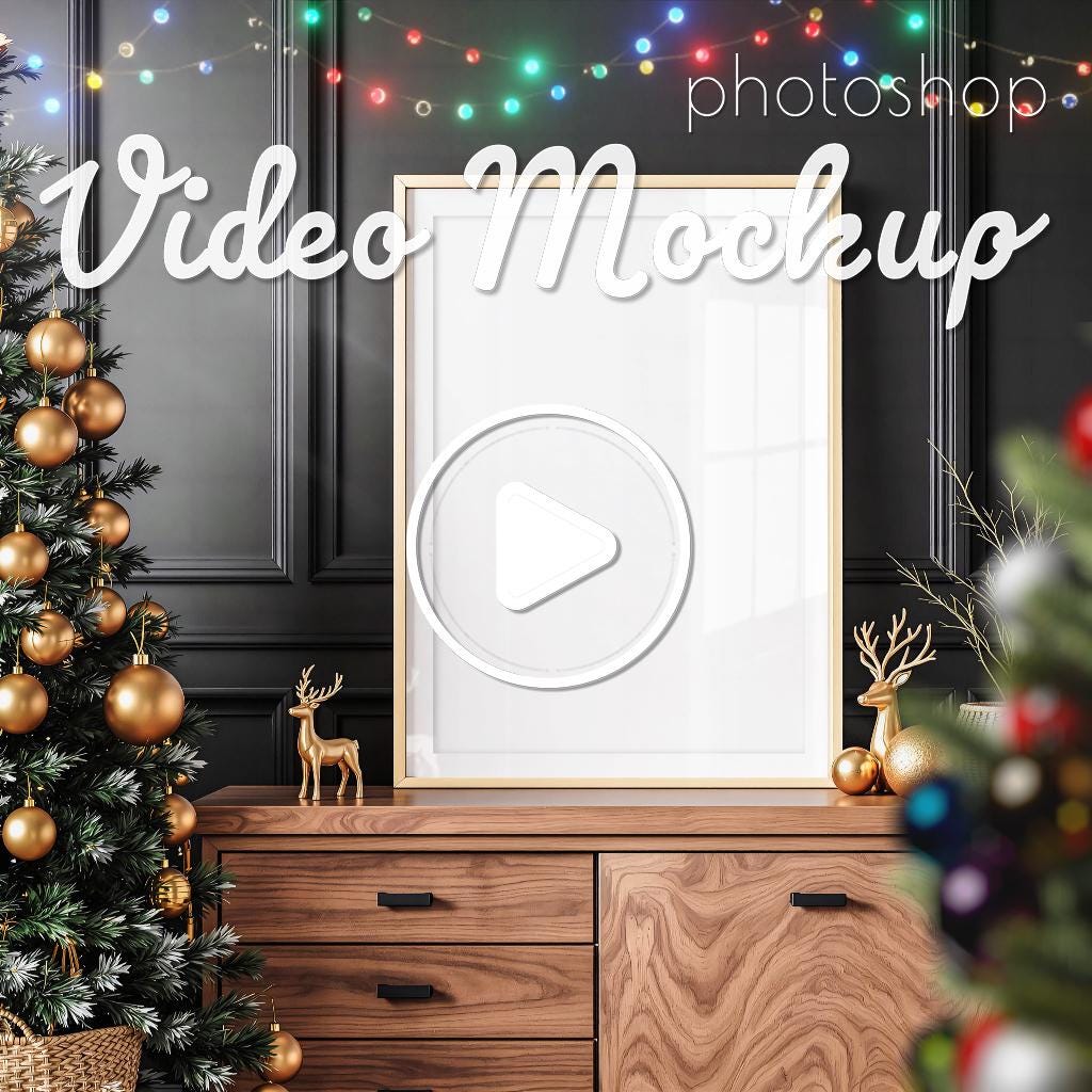 Christmas Gold Frame Video Mockup – DIN A ISO, Animated PSD With Smart ...