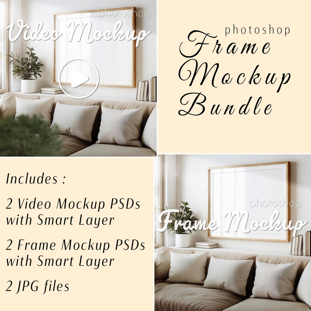 Animated Video and Still Frame Mockup Bundle, Landscape Frame 5x4 ...