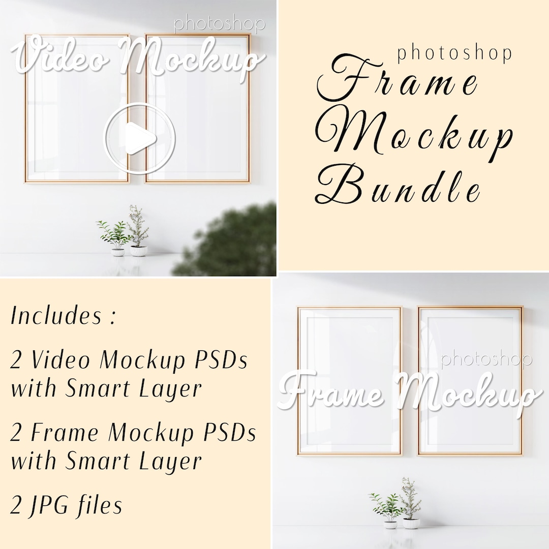 Animated Video and Still 2 Frames Mockup Bundle DIN A, Two Frames ...